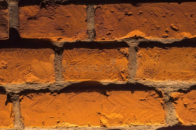 Old Brick Wall (made of Red Bricks) at Night Illuminated by Floodlights ...