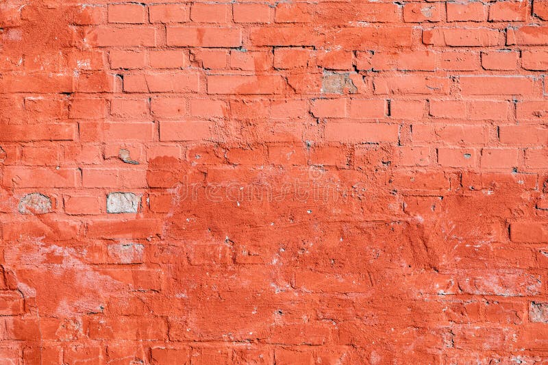 Old Brick Wall Painted in Red Color Stock Photo - Image of pattern ...