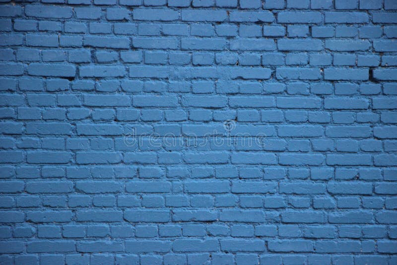 Old Brick Wall Painted into Solid Blue Stock Image - Image of rough ...