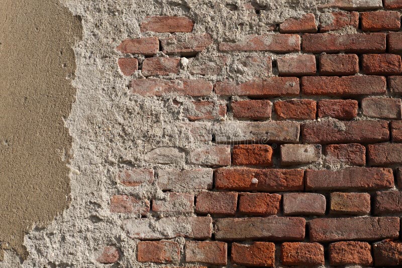 Old Brick Wall with Patches of Cement Stock Image - Image of history ...