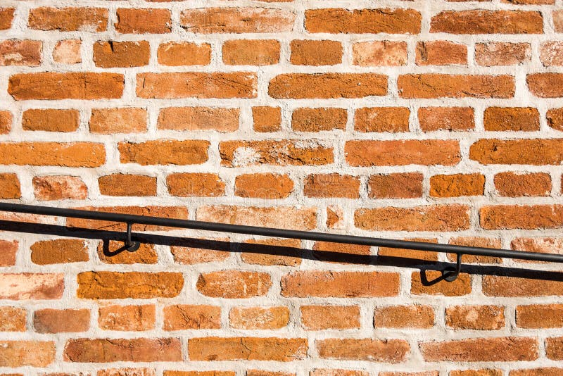 Old Brick Wall with Railing Stock Photo - Image of dark, ancient: 61821564