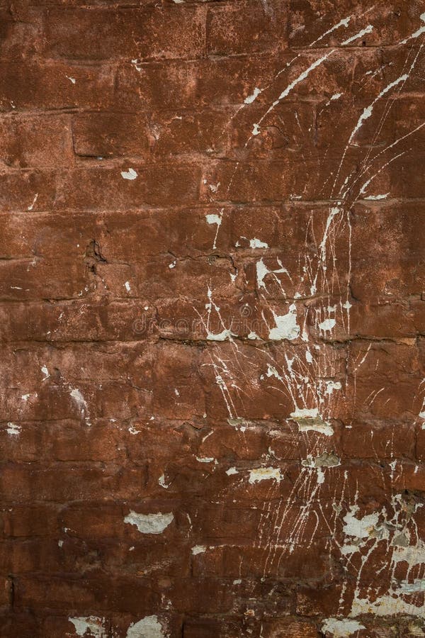 Old Brick Wall of Red Color with Scratches and White Spots. Stock Image ...