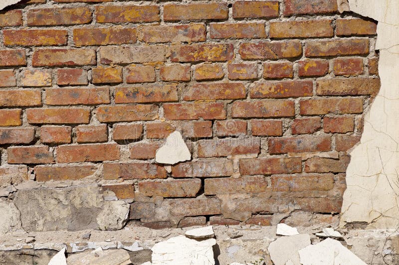 Old Brick Wall with Remnants of Plaster Stock Image - Image of style ...