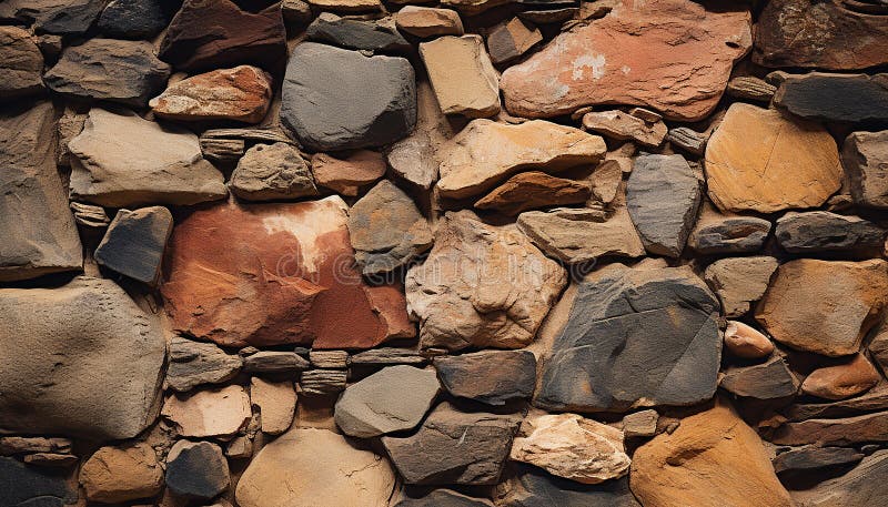 Old Brick Wall with Rough Stone Material, Solid and Weathered Generated ...
