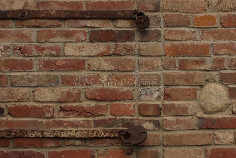Old Brick Wall with Rusty Locks Stock Image - Image of padlocks ...