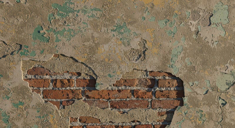 Exposed Brick Wall with Flaking Paint Texture Urban Decay Background ...