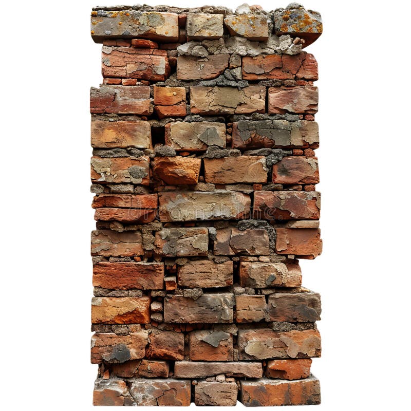 Old Damaged Brick Wall with Crumbling Mortar Showing Signs of Age and ...