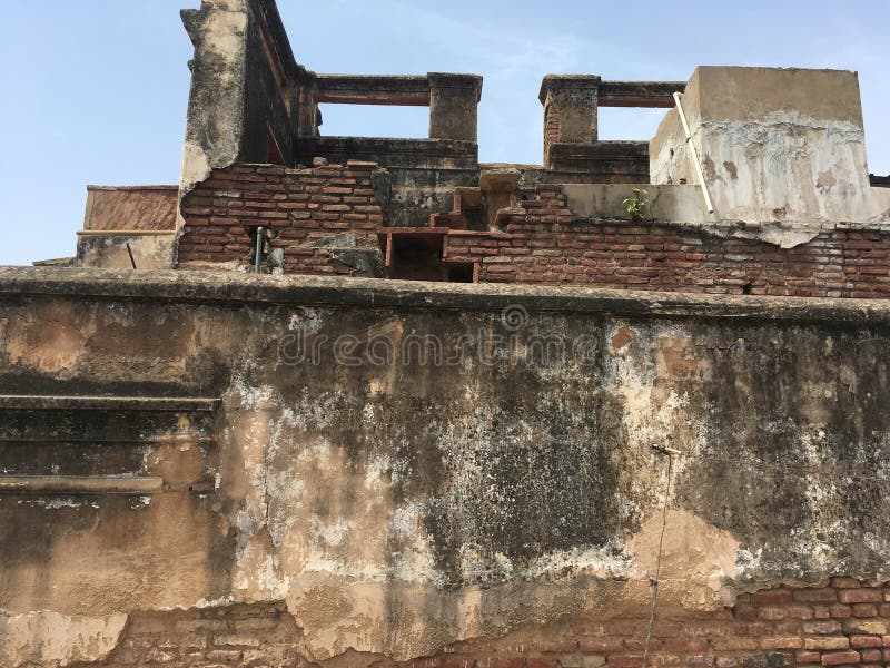 Old Brick Wall Structure with Broken Plaster Stock Image - Image of ...