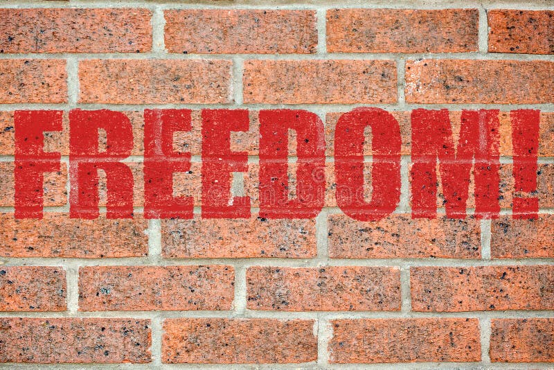 Freedom, an Inscription on the Background of the US Flag on a Concrete ...