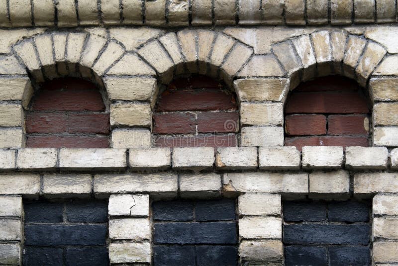 Old Brick Wall with Three Niches Stock Image - Image of black, wall ...