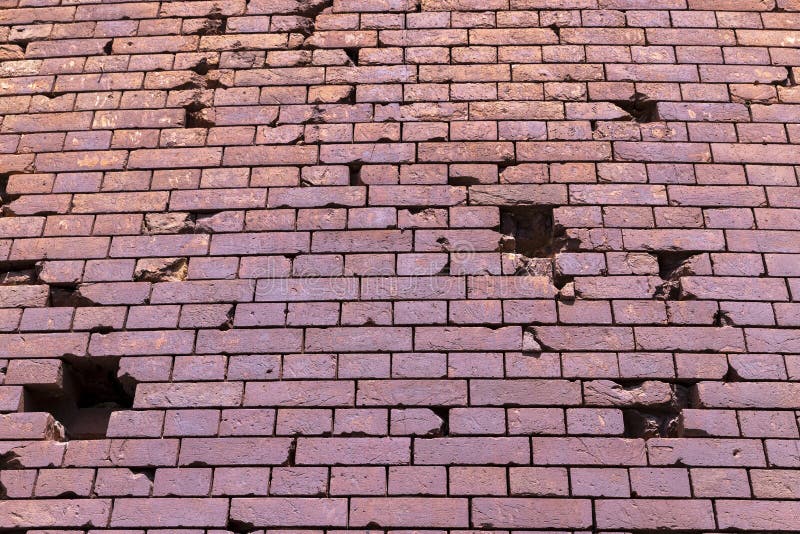 An Old Brick Wall with Various Damages Stock Image - Image of bricks ...