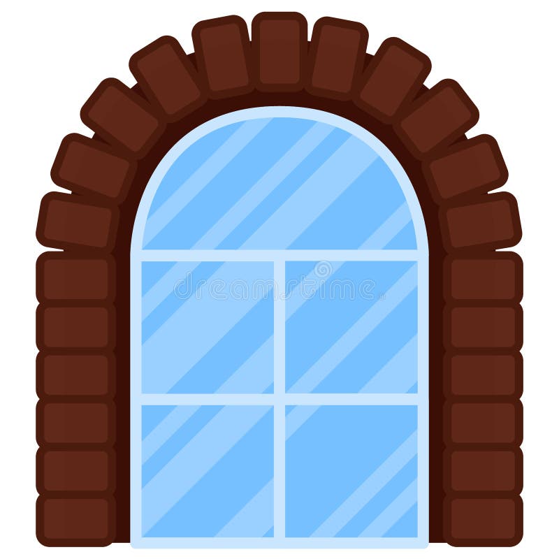 Vector Window with Glass and White Frame on a Brick Wall. Cartoon ...