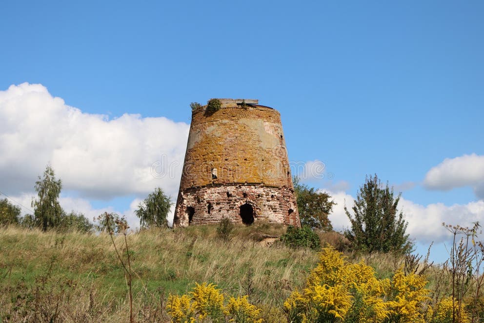 Old brick windmill stock photo. Image of view, bricks - 333504358