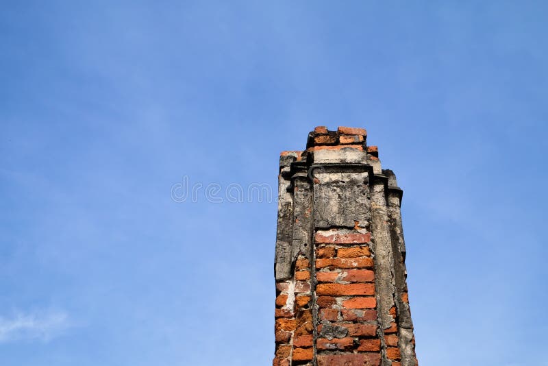 The Old Bricks Pillar with Blue Sky Stock Photo - Image of retro ...