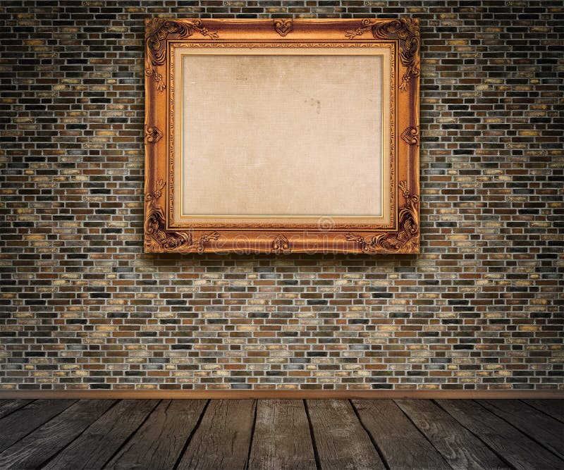 Old Bricks Wall and Old-fashioned Wooden Frame. Stock Image - Image of ...