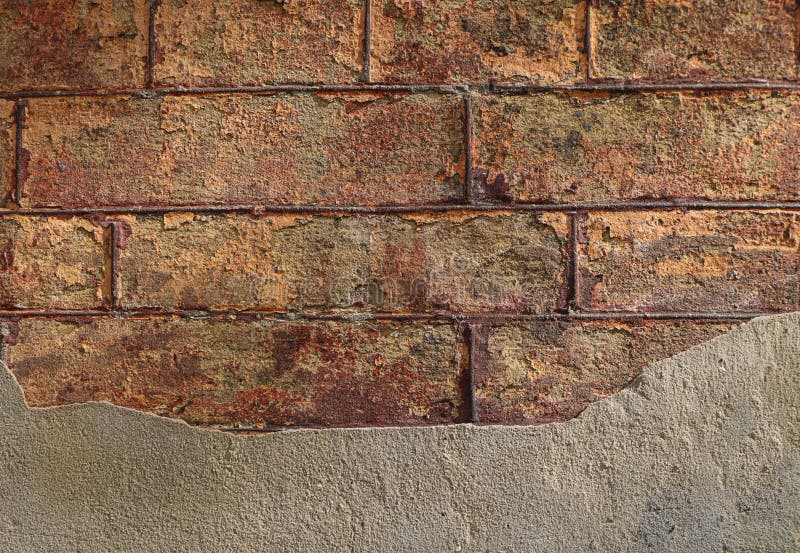 Old Brickwork with the Remains of Old Gray Plaster Stock Photo - Image ...
