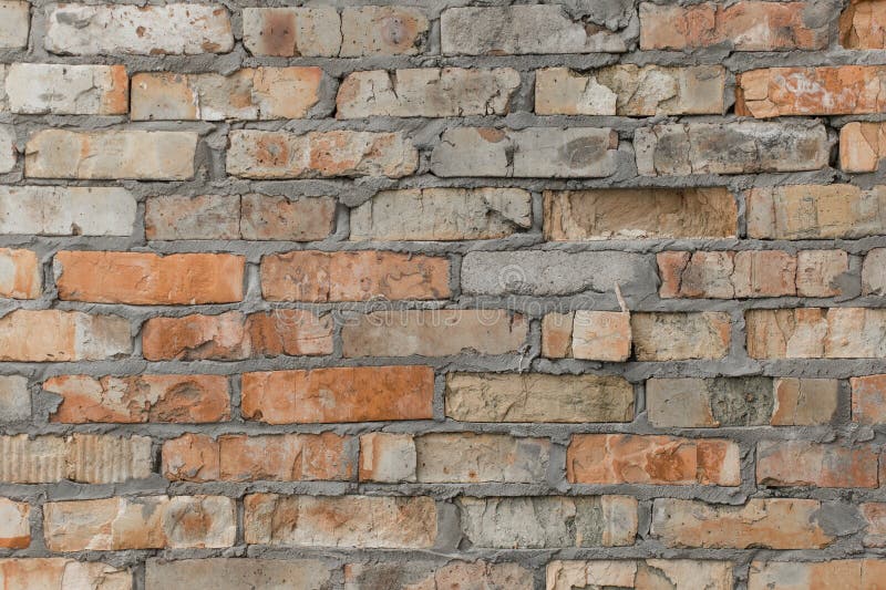 Old Brickwork Wall Cement Interlayer Texture Rough Background Brick Weathered Stock Photo ...