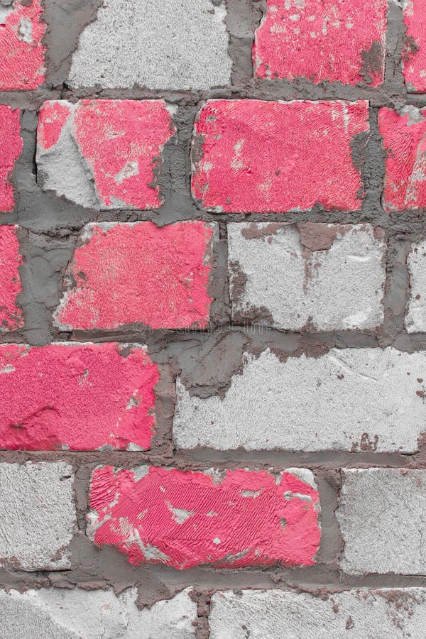 Old Brickwork White Silicate Blocks Brick Cement Color Pink Paint ...