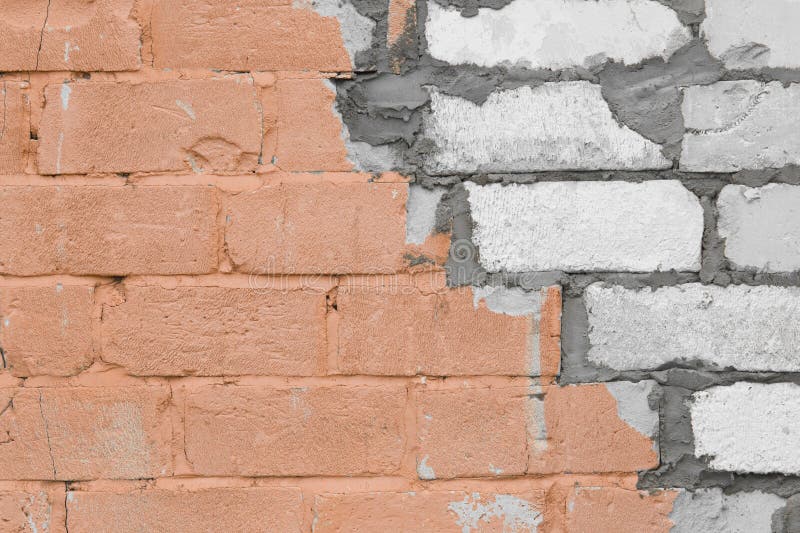 Old Brickwork White Silicate Blocks Wall Cement Colored Peach Colour ...