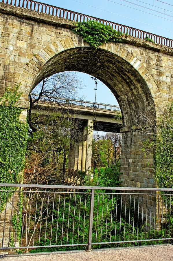 Old bridge. stock photo. Image of landmark, house, people - 27451330