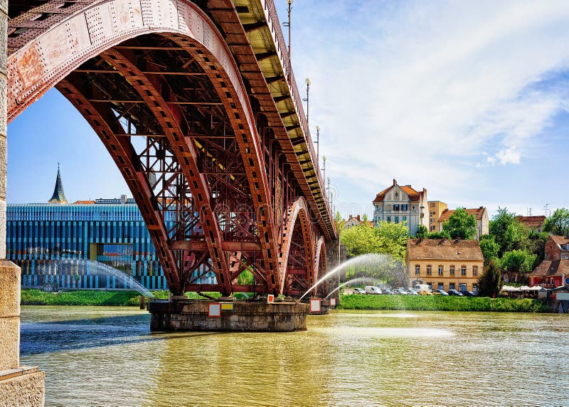 Old Bridge Above Drava River in Maribor Stock Image - Image of outdoor ...
