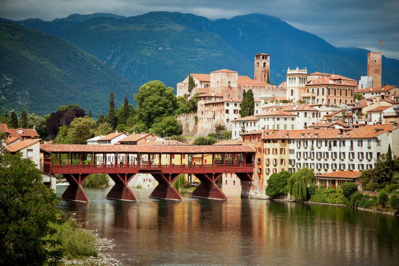 The Old Bridge in Bassano Del Grappa, Italy Stock Photo - Image of ...