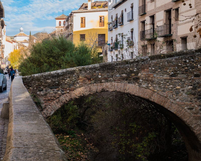 Old Bridge in City of Granada Stock Photo - Image of house, village ...
