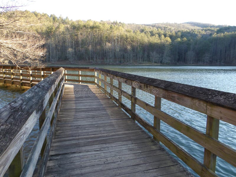 Old Bridge Crossing Over Mountain Lake Stock Image - Image of lake ...