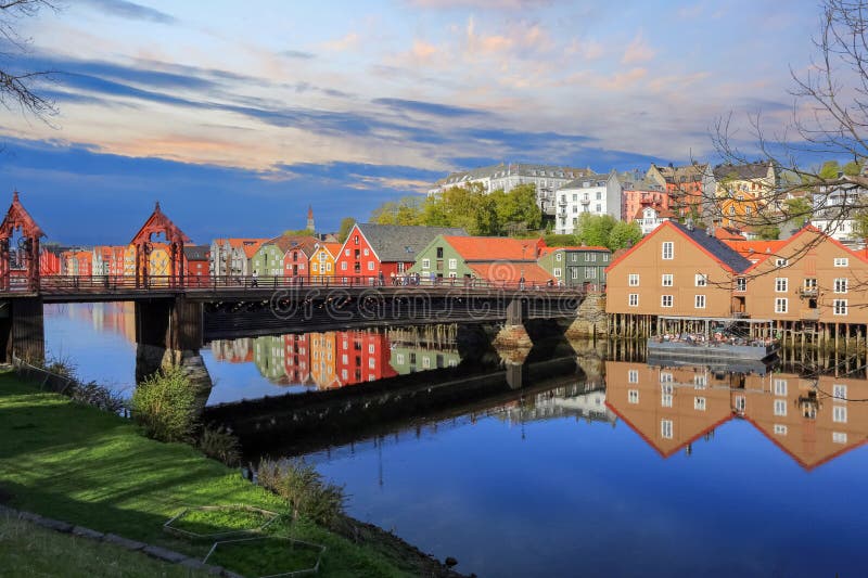 The Old Bridge ( Den Gamle Bybro) in Trondheim Stock Photo - Image of ...