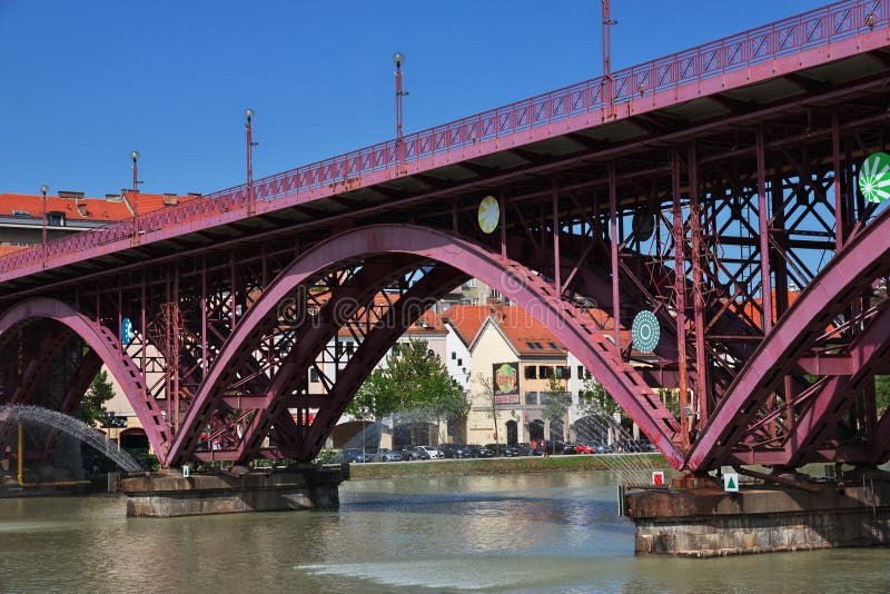 Old Bridge, Drava Bridge in Maribor, Slovenia Stock Photo - Image of ...