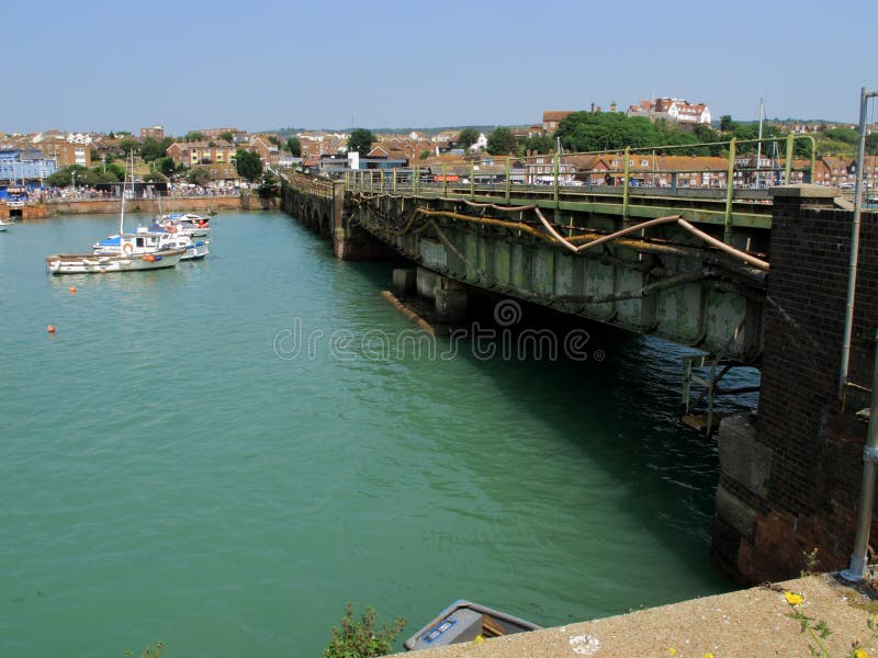 Bridge at Folkestone Harbour at Night Stock Image - Image of summery ...
