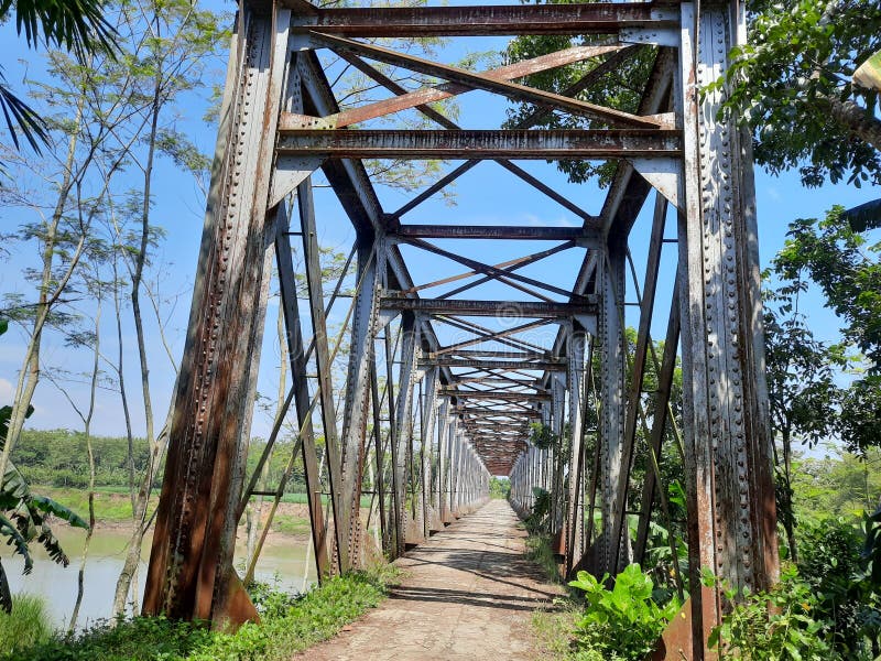 The Old Bridge from Former Railroad in the Forest Stock Image - Image ...