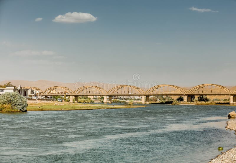 Old bridge in Iraq stock image. Image of landmark, construction - 77893559