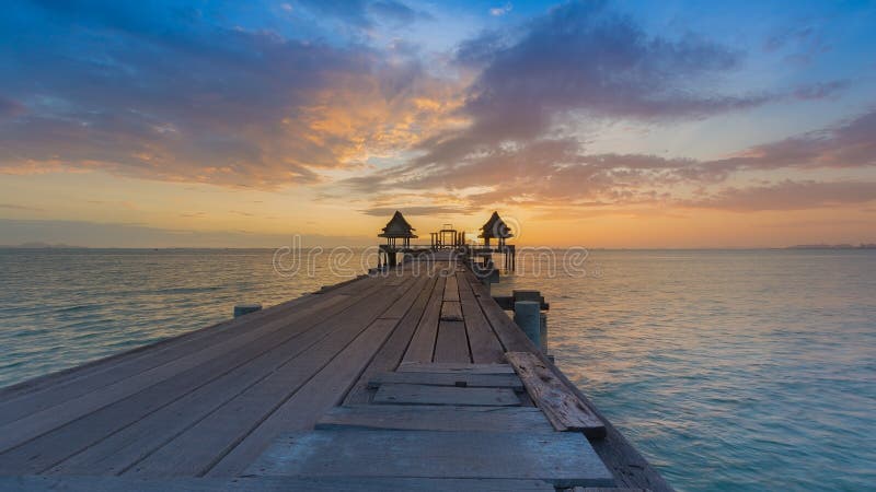 Old Bridge Leading To the Sea Stock Image - Image of scene, resort ...