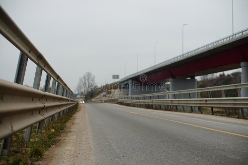 Old Bridge Lined with Metal Railings Stock Photo - Image of ...