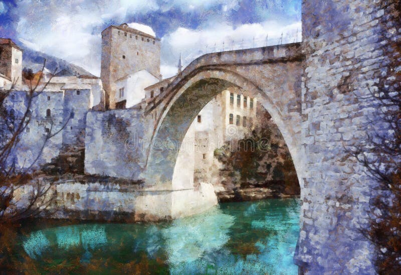 Mostar Bridge Stock Illustrations – 55 Mostar Bridge Stock ...