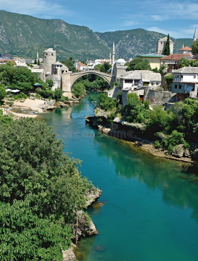 Old Bridge in Mostar - Protected by UNESCO Stock Photo - Image of ...