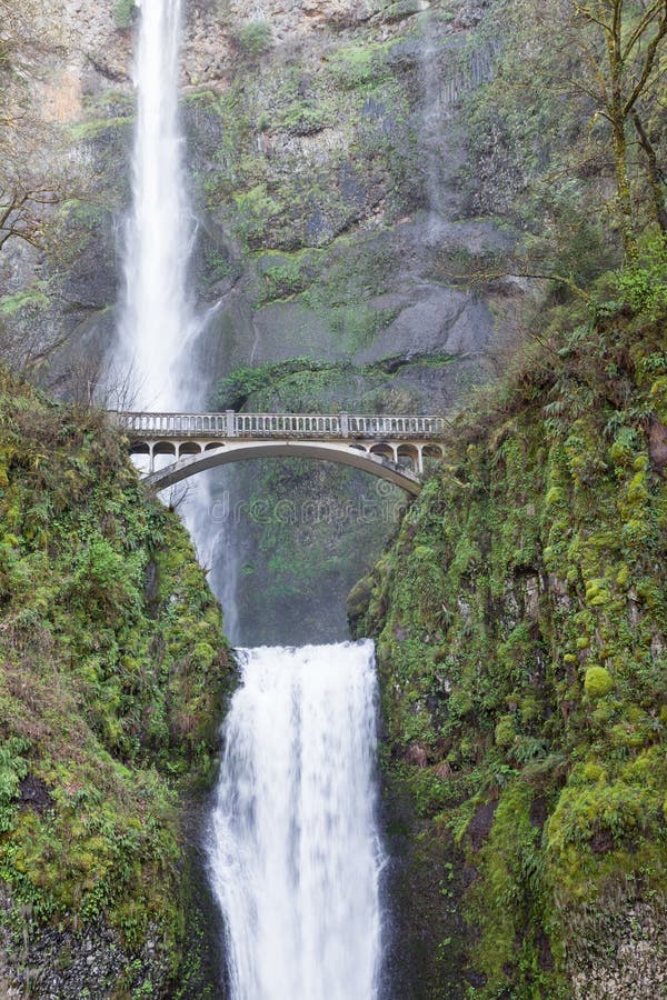 Bridge Multnomah Falls Columbia Gorge Vertical Stock Photo - Image of ...