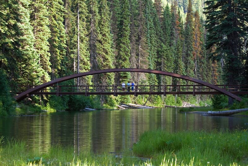 An old bridge over a lake stock photo. Image of recreation - 464428