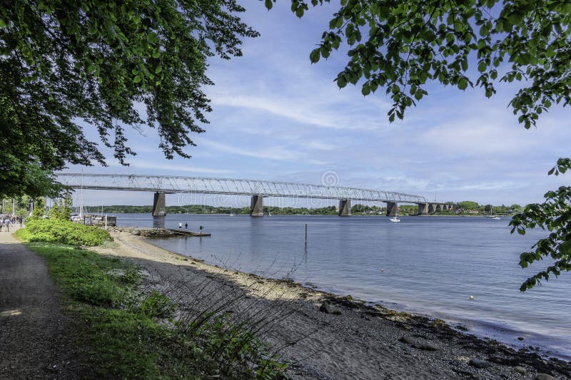 Old Bridge Over Little Belt in Middelfart, Denmark Stock Image - Image ...