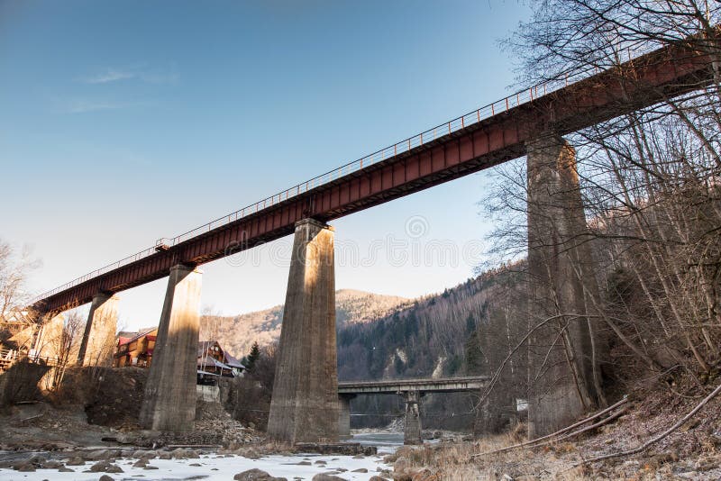 Old Bridge Over Mountain Stream Stock Photo - Image of season, high ...