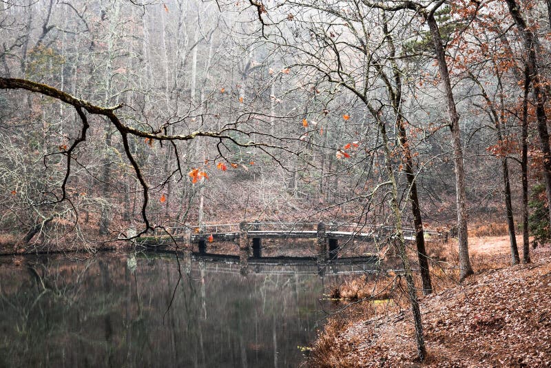 Old Bridge Over a River in a Forest on a Fall Day Stock Photo - Image ...