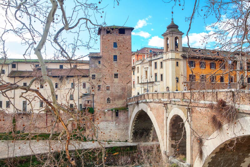 Old bridge in Rome stock image. Image of european, historic - 163958917