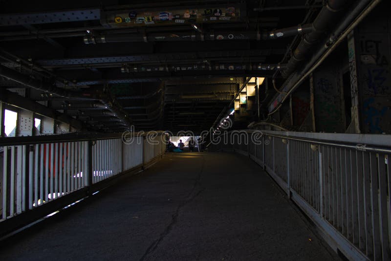 Old Bridge in a Station with Metal Railings Stock Photo - Image of ...