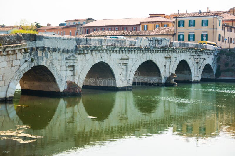 Old Bridge of Tiberius in the City of Rimini Stock Image - Image of ...