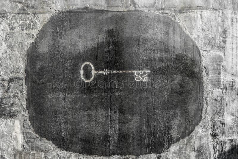 Old Bright Engraved Key on Stone Wall Stock Photo - Image of concept ...