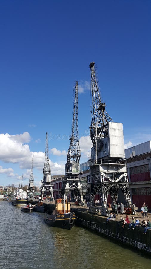 Old Bristol Docks and Cranes Editorial Stock Photo - Image of harbor ...