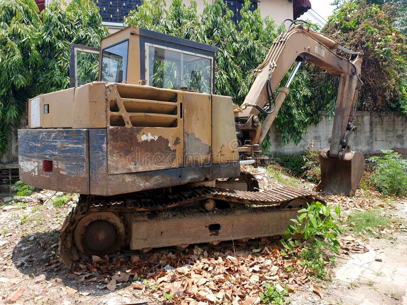 Old Broken Abandoned Rusty Excavators or Diggers Stock Photo - Image of ...