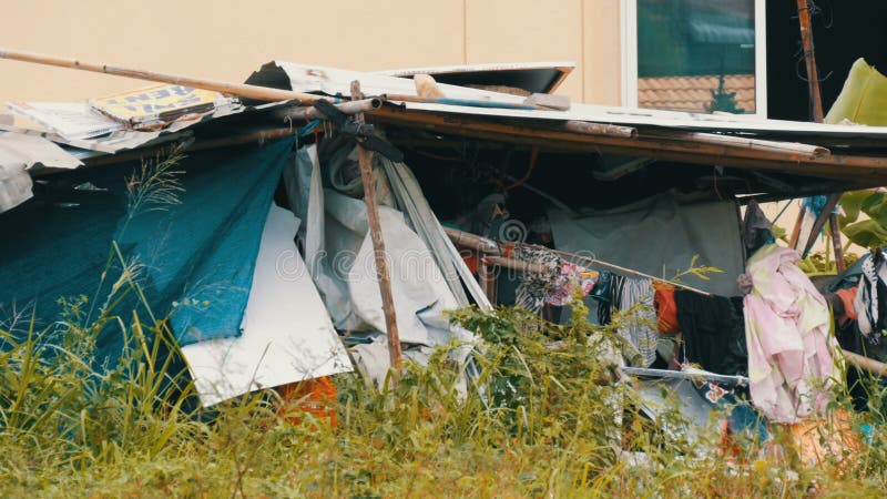 Old Broken Awning for Poor People. Poor People Live in Dirty Huts. the ...