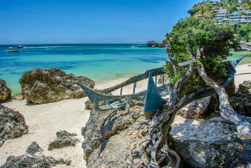 Old Broken Boat on the Island of Boracay, Philippines Editorial ...
